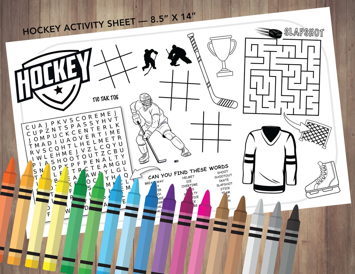 DIGITAL FILE: Hockey >> Activity Sheet >> 8.5" X 14" - Etsy