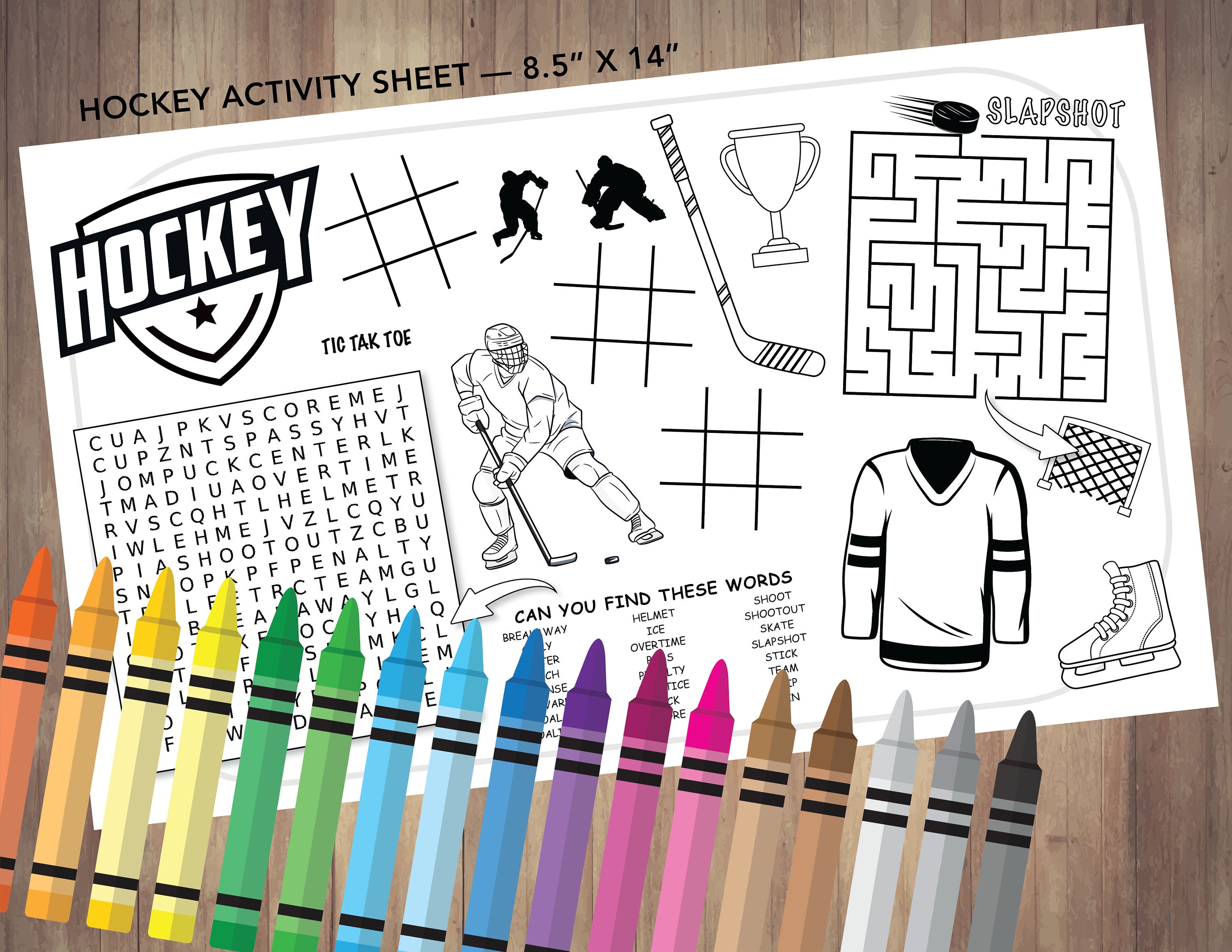 DIGITAL FILE: Hockey >> Activity Sheet >> 8.5" X 14" - Etsy