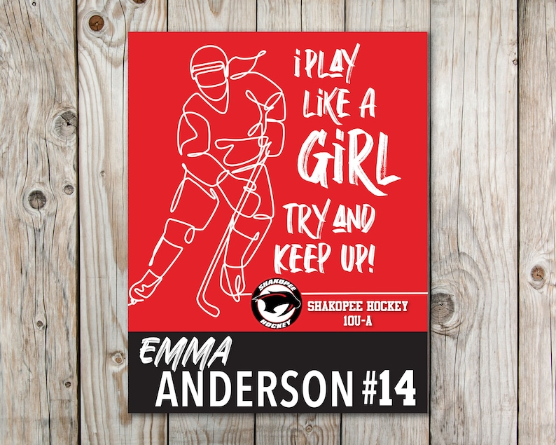 DIGITAL FILE: Hockey Door Sign >> Play Like a Girl - Etsy