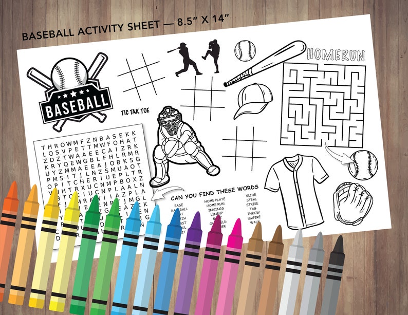 DIGITAL FILE: Baseball >> Activity Sheet >> 8.5" X 14" - Etsy