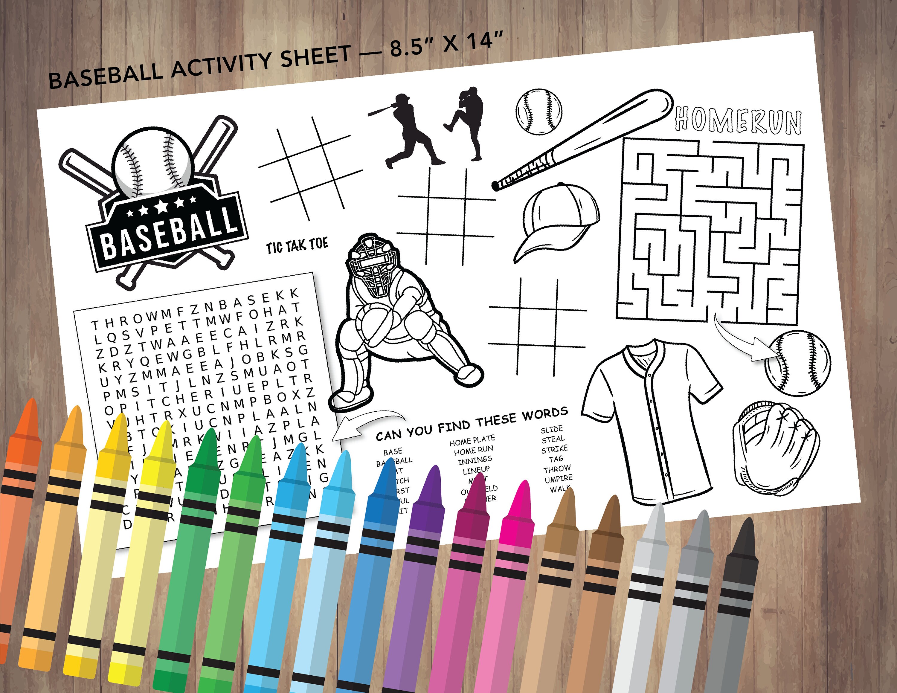 DIGITAL FILE: Baseball >> Activity Sheet >> 8.5" X 14" - Etsy