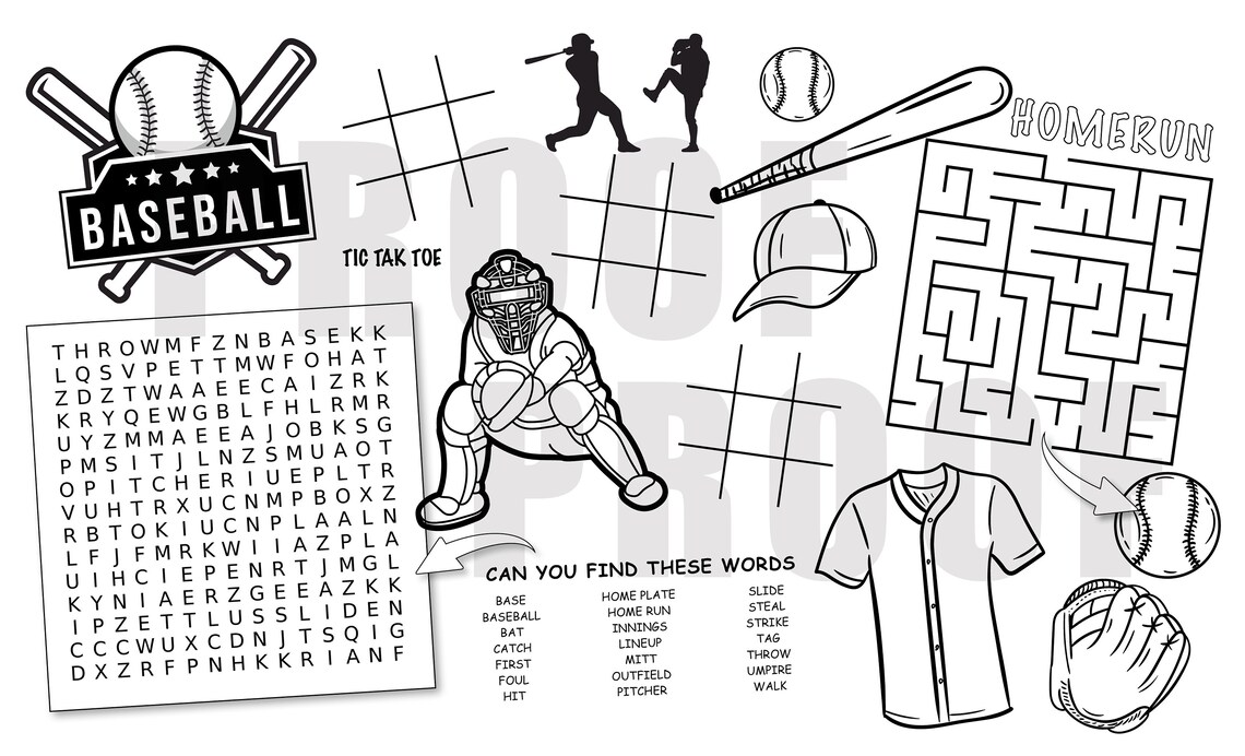 DIGITAL FILE: Baseball >> Activity Sheet >> 8.5" X 14" - Etsy
