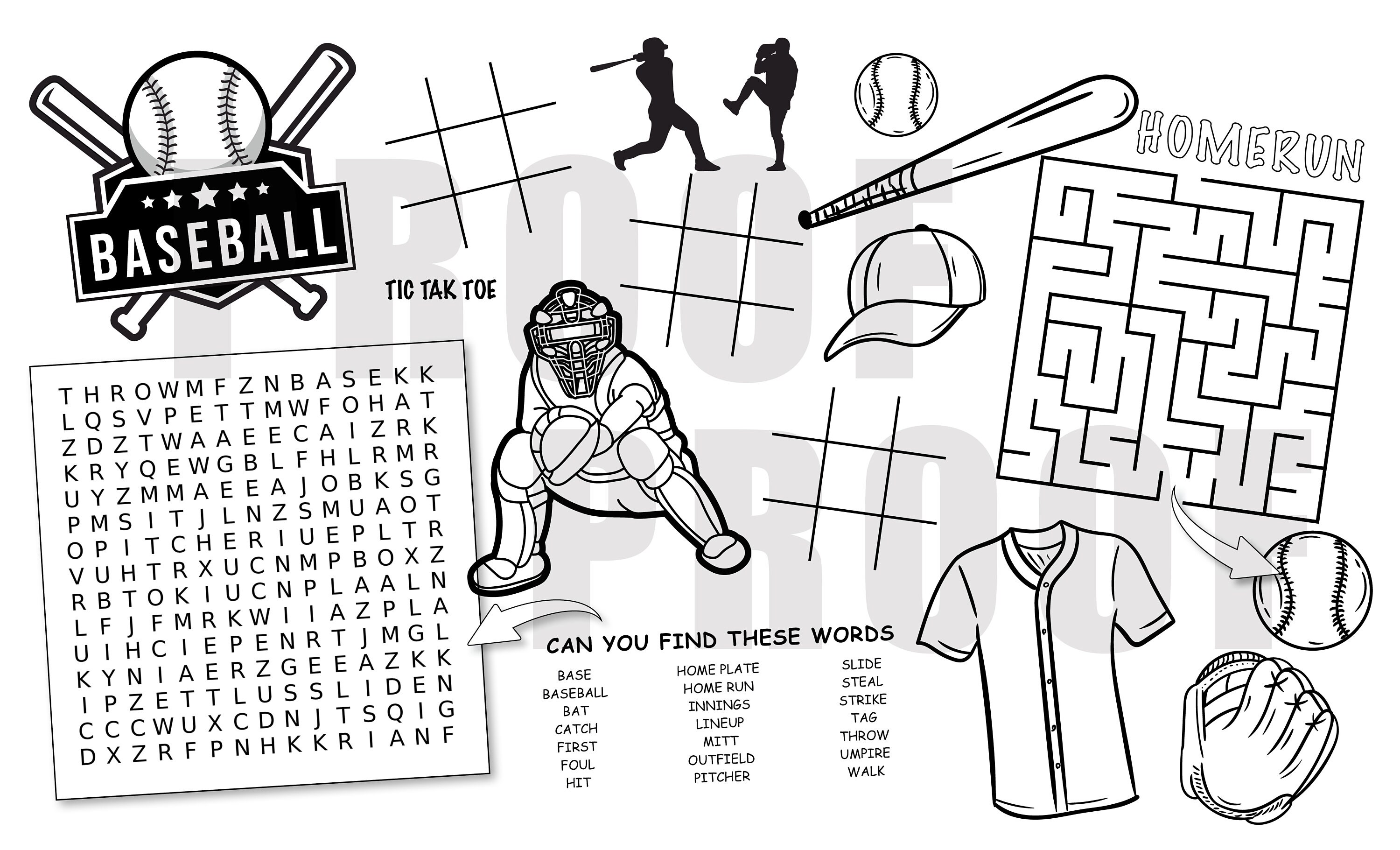 DIGITAL FILE: Baseball >> Activity Sheet >> 8.5" X 14" - Etsy