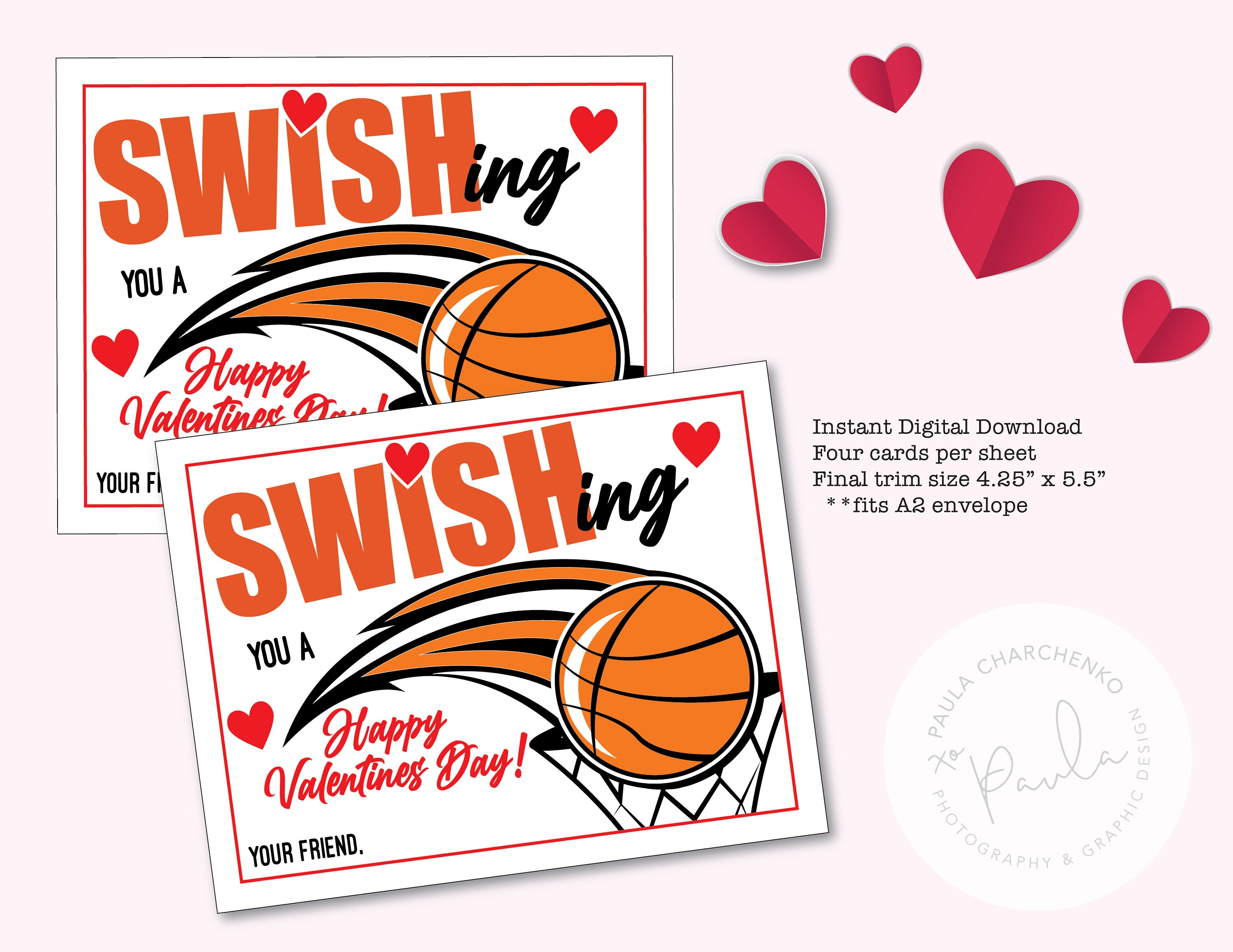 BASKETBALL VALENTINE >> Swishing You a Happy Valentines Day! - Etsy