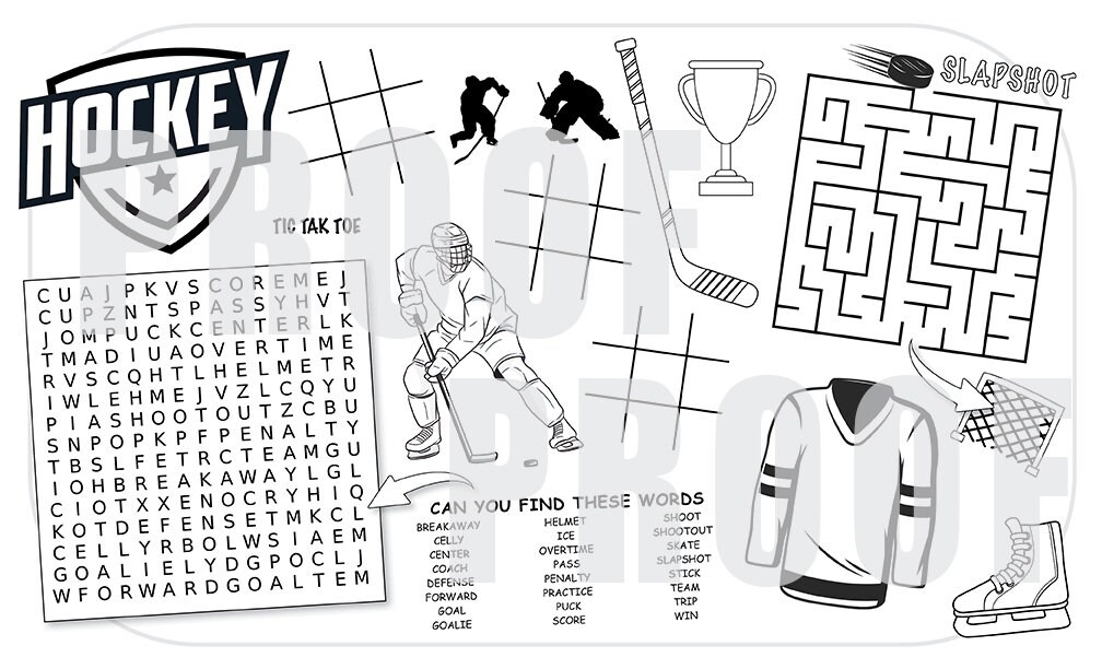 DIGITAL FILE: Hockey >> Activity Sheet >> 8.5" X 14" - Etsy