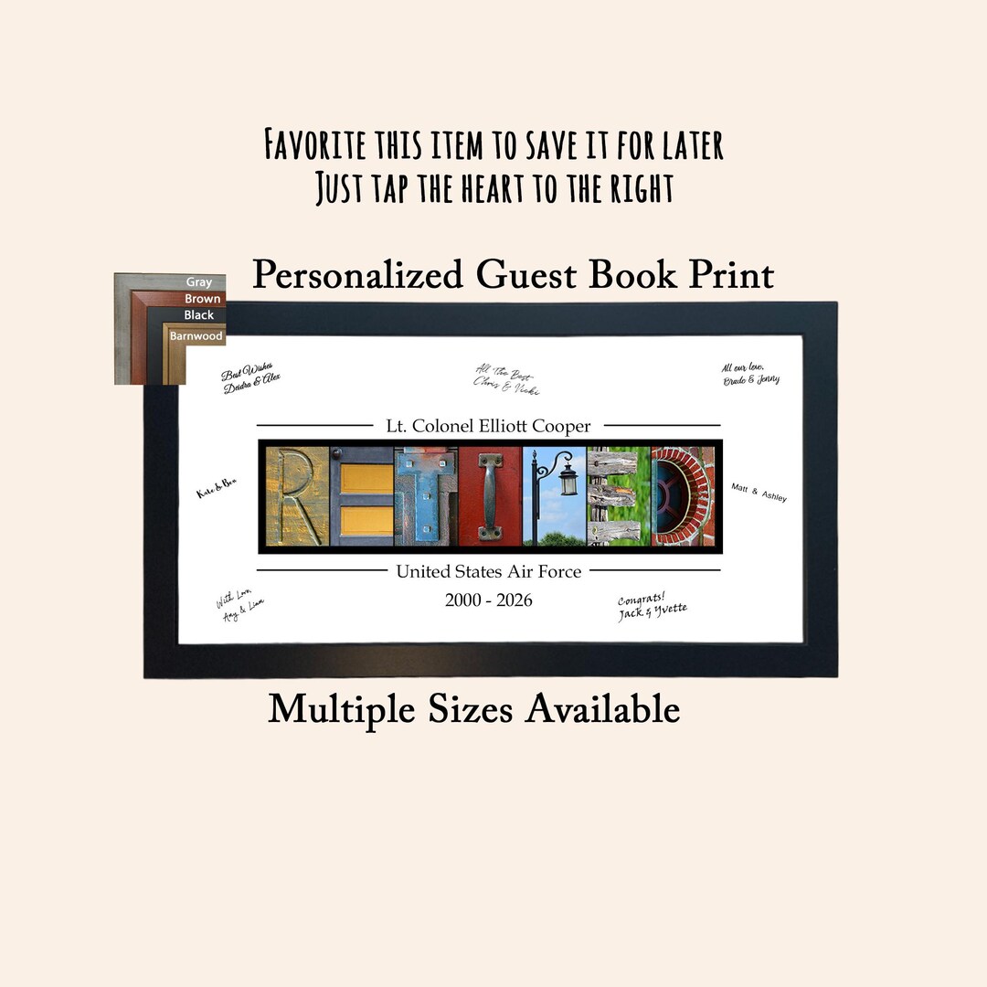 Military Retirement Gift | Air Force Guest Book | Personalized Keepsake ...