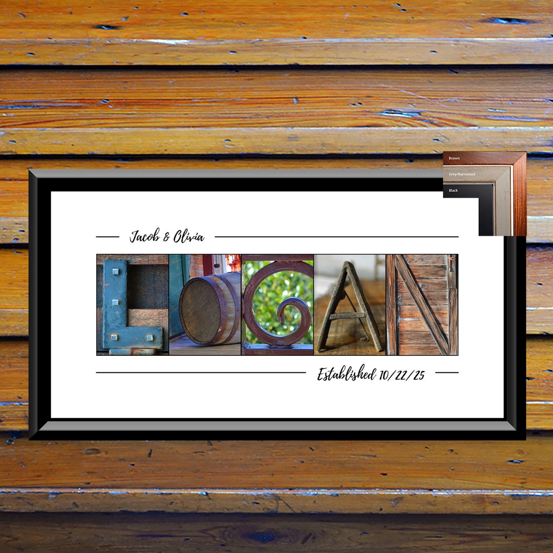 Framed Alphabet Photography Name Pictures, Last Name Sign, Couples Name ...