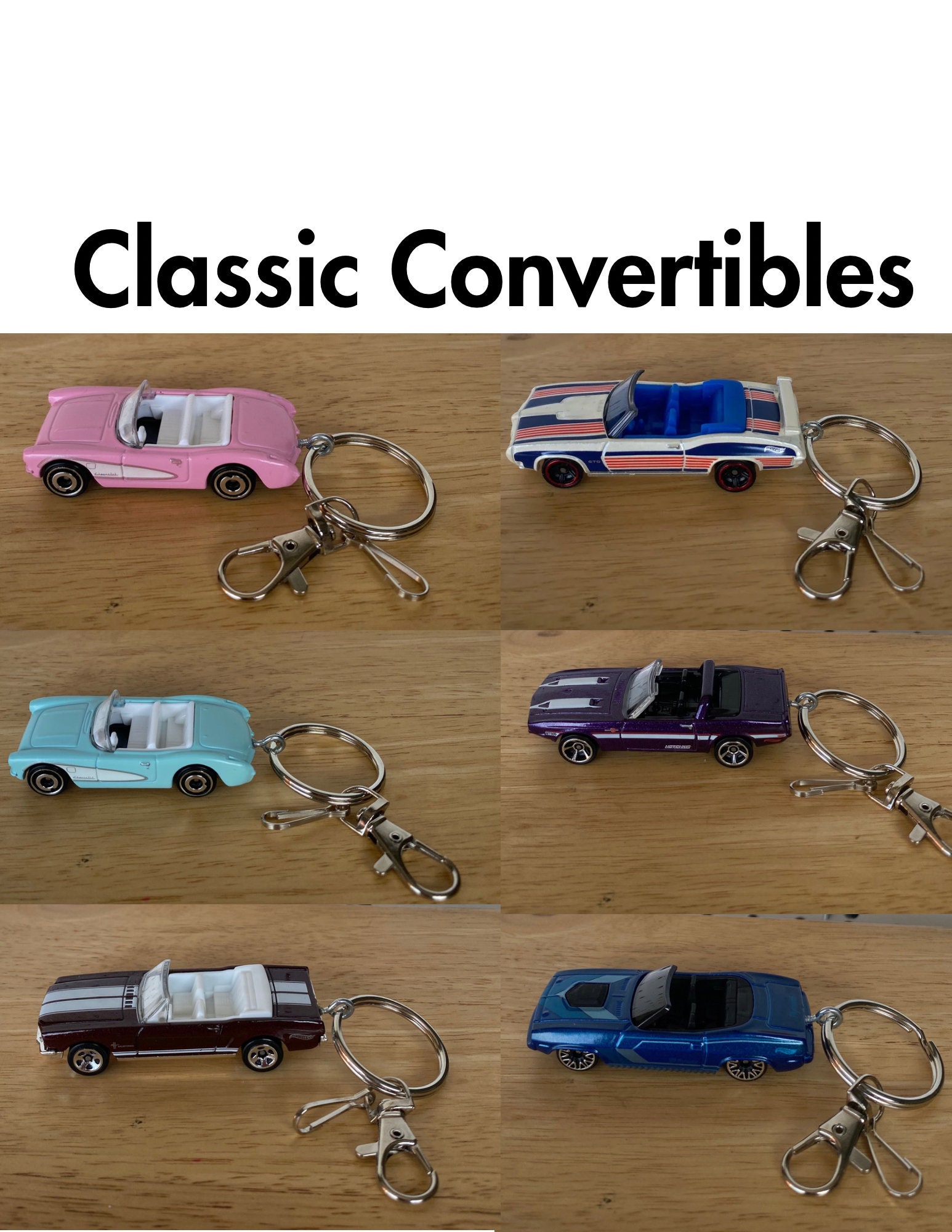 Model Car Keychain Featuring 1 64 Classic Muscle Car Convertibles Etsy