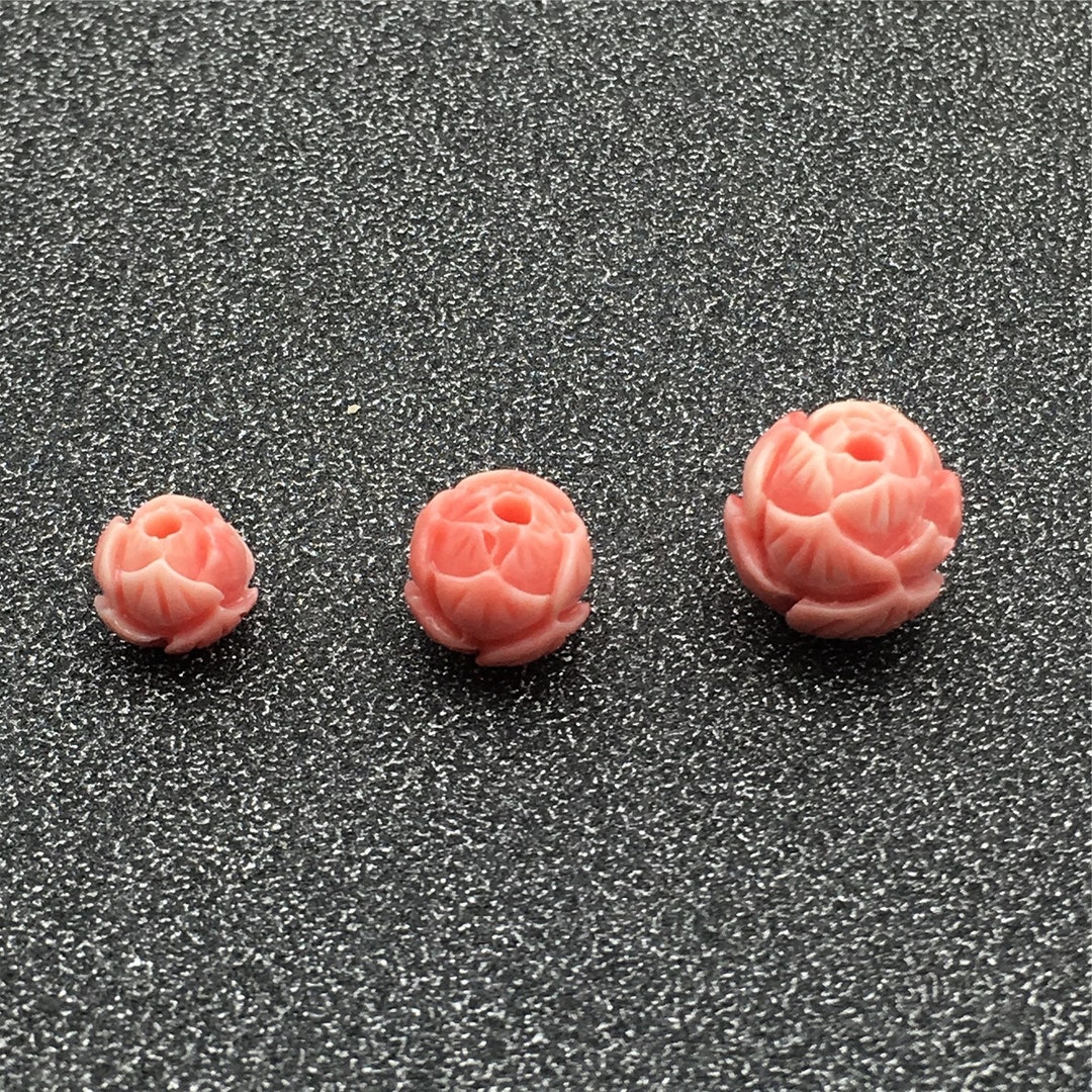 20 Pink Coral Lotus Seed Beads ,6mm Lotus Flower,8mm Resin Beads,10mm ...