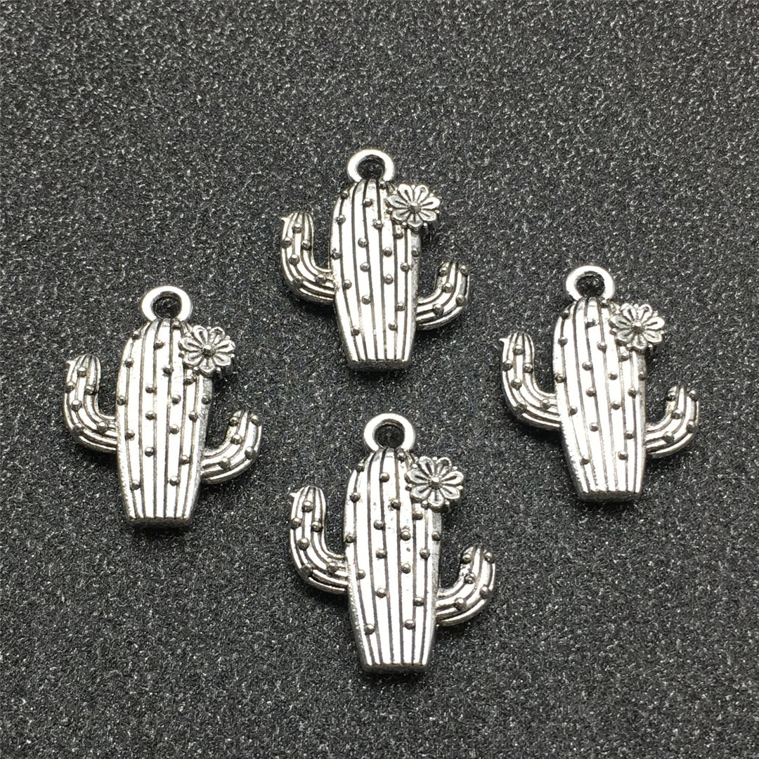 Bulk 50 Cactus Charms,cactus Flower Pendant Antique Silver Tone 20x14mm ...