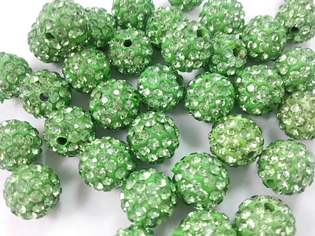 50pcs 10mm Green Pave Rhinestone Beads Disco Balls Beads - Etsy