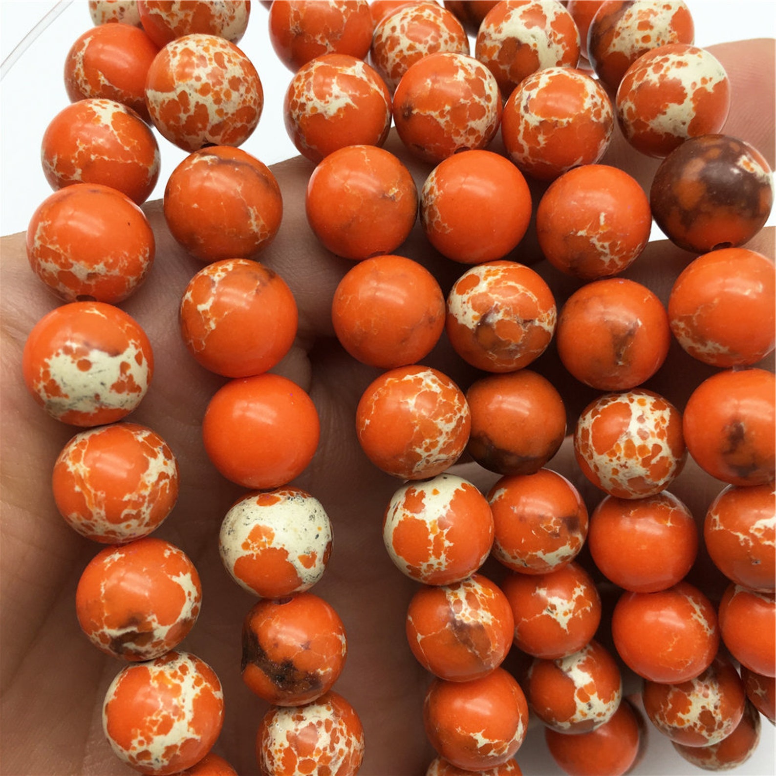 8 Mm 10mm Orange Impression Jasper Round Beads Sea Sediment - Etsy