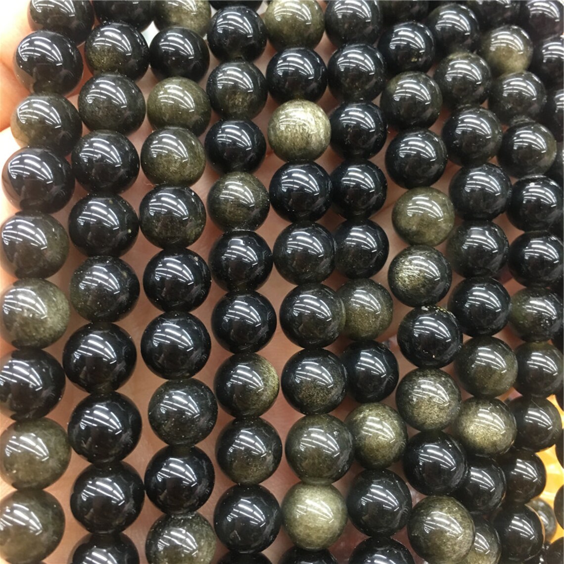 8 Mm 10 Mm Golden Obsidian Beads Semi Precious Beads | Etsy