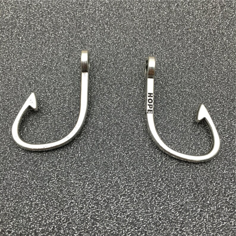 Bulk 50 Antique Silver Fish Hook Pendants Fish Hook Charms - Etsy