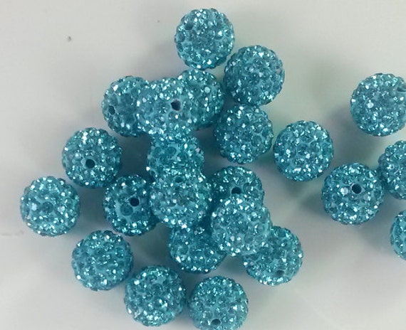 30 12mm Light Blue Pave Rhinestone Beads Disco Balls Beads - Etsy