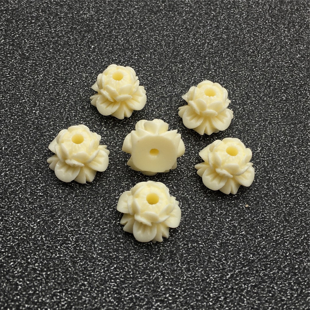 20 Coral Stone Lotus Seed Beads , Lotus Flower, Resin Beads,14x10mm ...