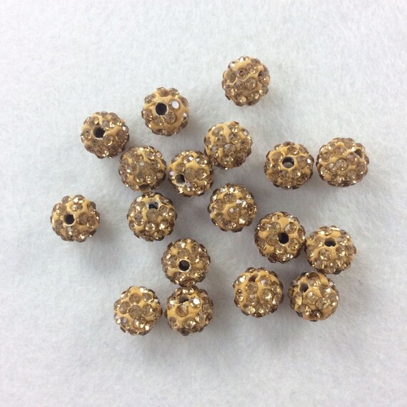 50 8mm Gold Pave Rhinestone Beads Disco Balls Beads crystal - Etsy