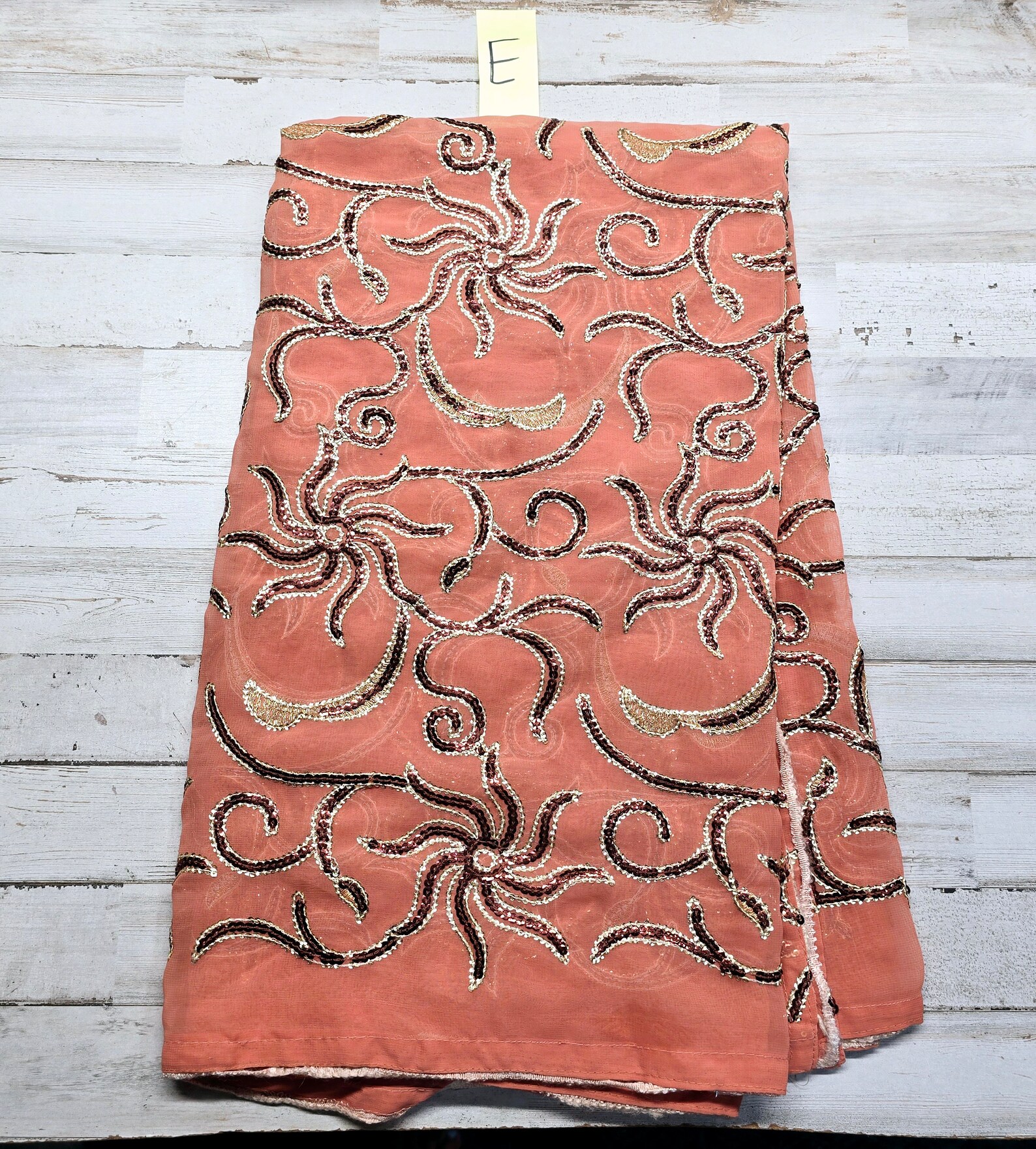 Vintage un-cut PEACHY / PINK Sari-choose Your Saree Scarf/dupatta Scarf ...