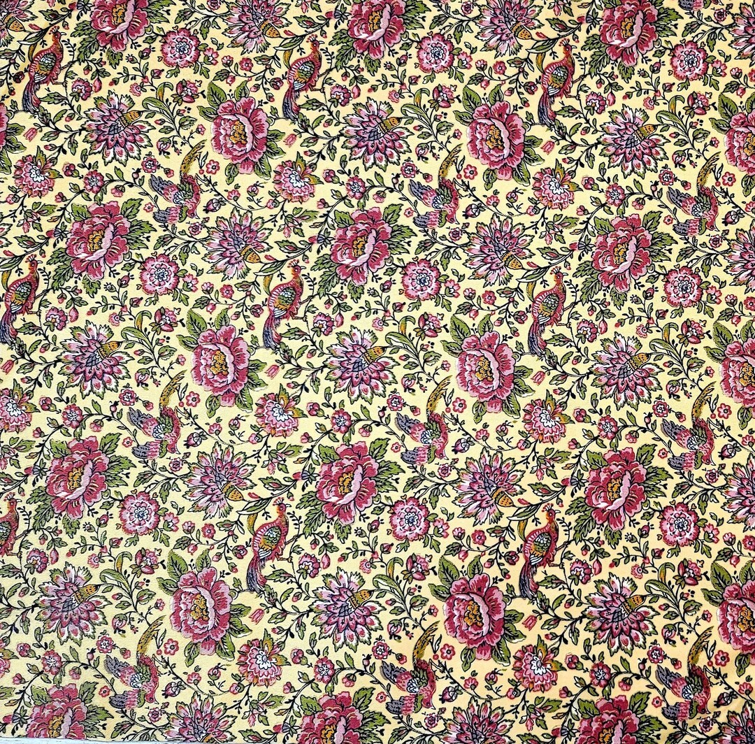 YELLOW FLORAL 58" Wide-upholstery Fabric -pillow Fabric,drape Fabric ...