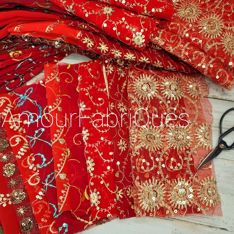 Indian Fabric Red Gold - Etsy