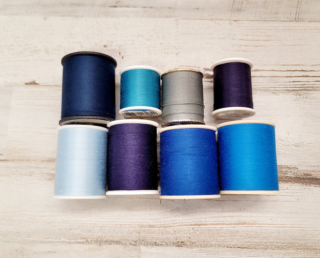 8 BLUE/GREY Spools Thread/thread Lot/coats & Clark Thread/vintage ...
