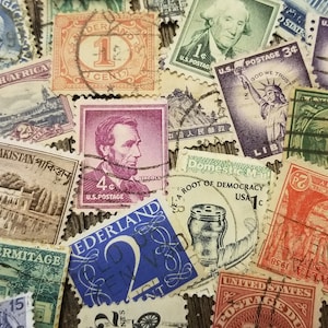 50 VINTAGE MIX Postage Stamps-vintage & Modern Mixed Lot -american ...
