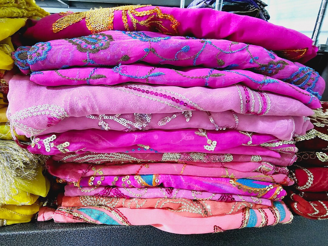 Vintage (un-cut) PINK - PURPLE Sari-choose Your Saree Scarf/dupatta ...