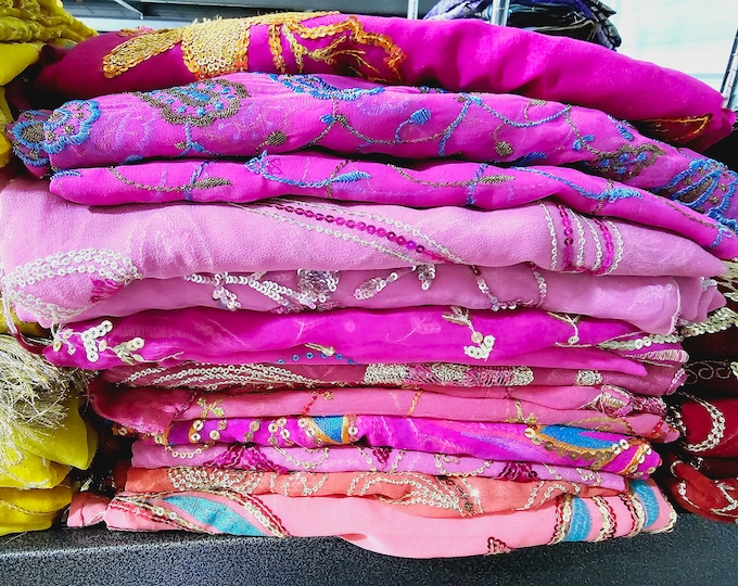 Vintage (un-cut) PINK - PURPLE Sari-choose Your Saree Scarf/dupatta ...