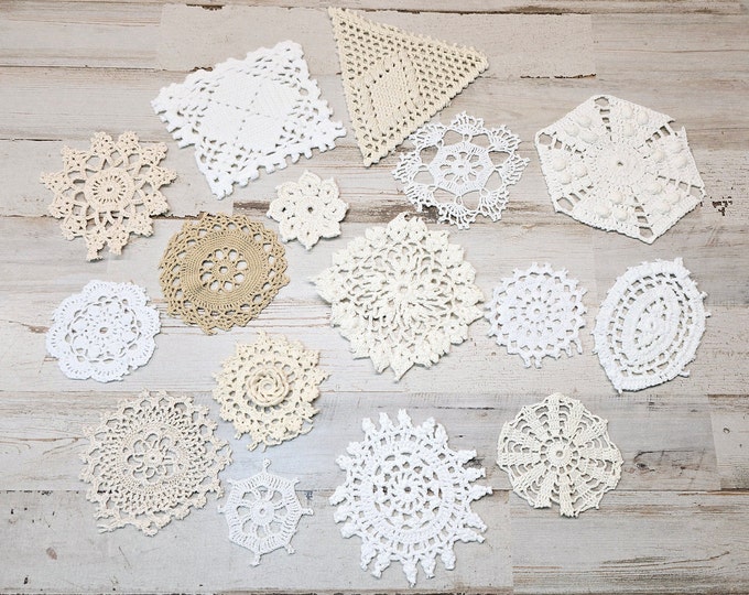 16 Piece Vintage Doily Grab Bag/doily Pieces /junk Journal ...