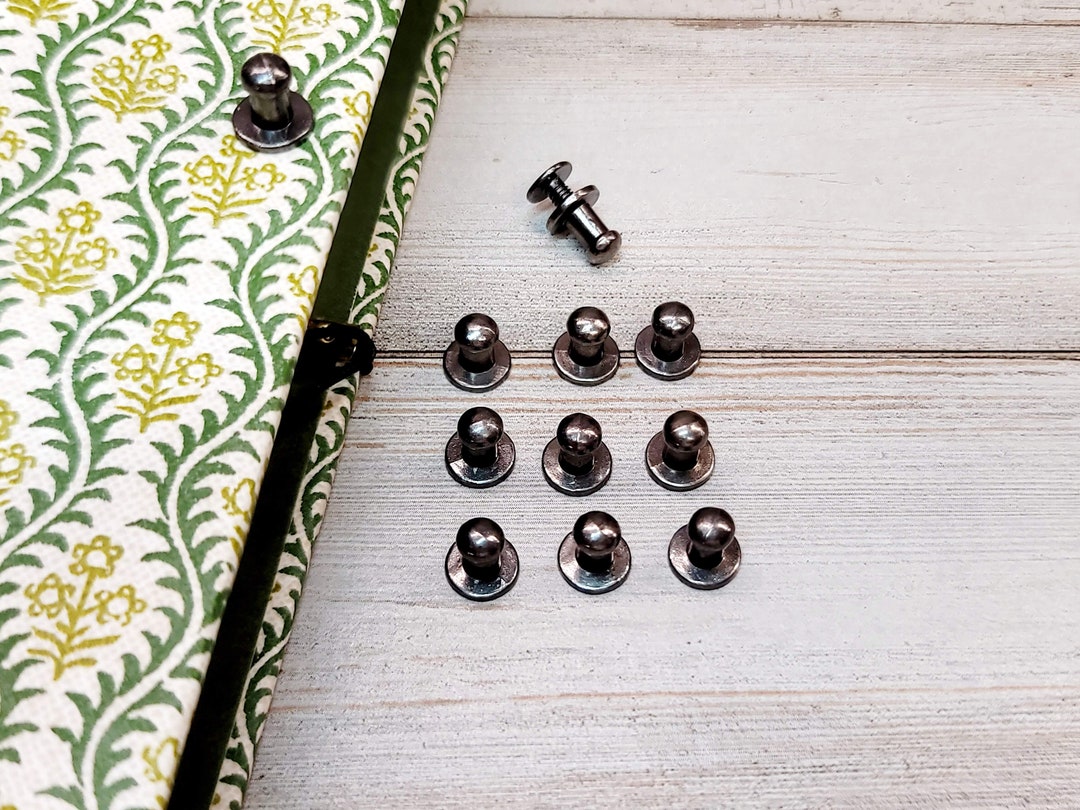 10 Gun Metal Hitch Fasteners/ Round Head Studs/ Junk Journal Hitch Post ...