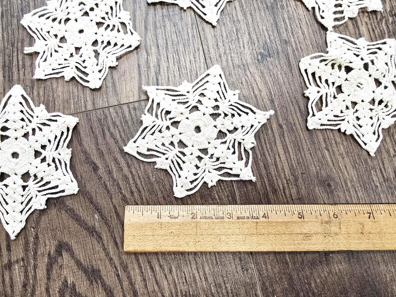 Crochet Lace Snowflake Doilies: Ivory Vintage Style, 4