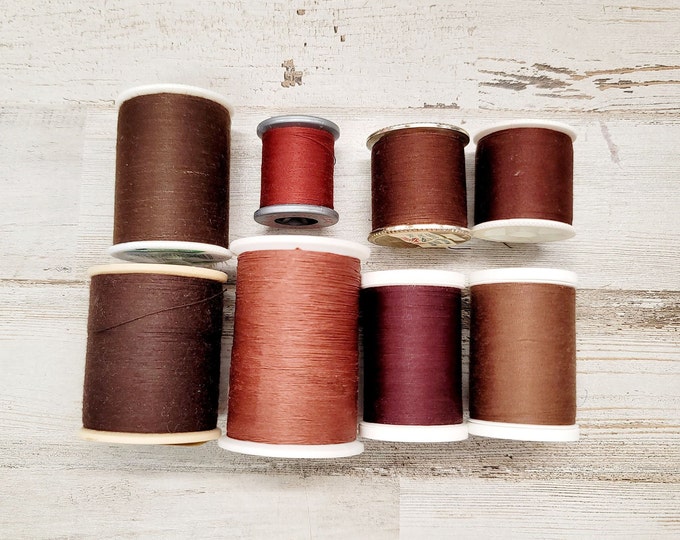 8 BROWN/ BRONZE Spools Thread/thread Lot/coats & Clark Thread/vintage ...