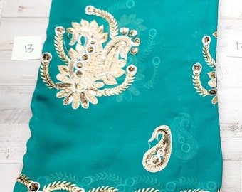 Vintage un-cut PEACHY / PINK Sari-choose Your Saree Scarf/dupatta Scarf ...