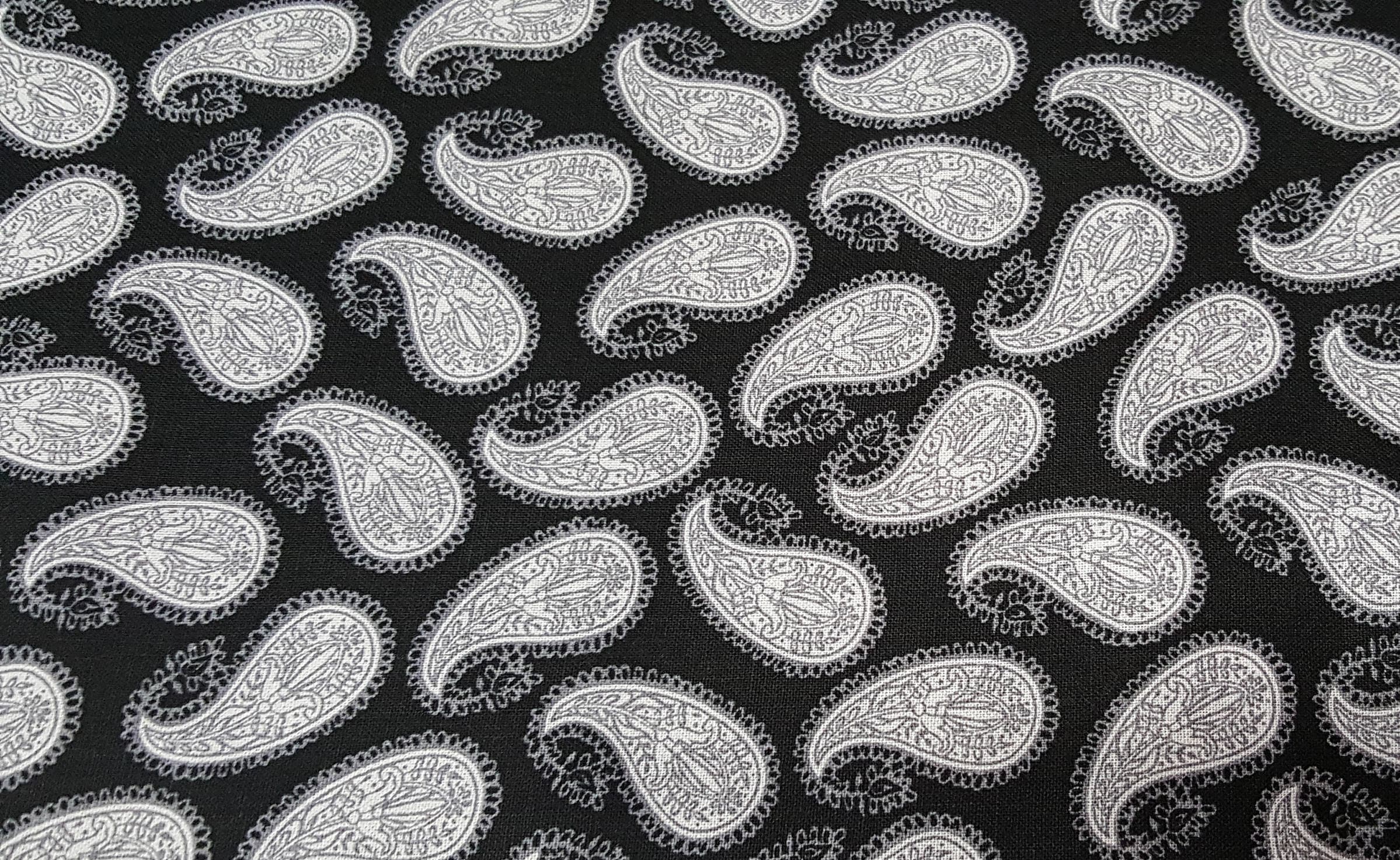 Paisley fabric-Modern fabric-Black & Grey Paisley | Etsy