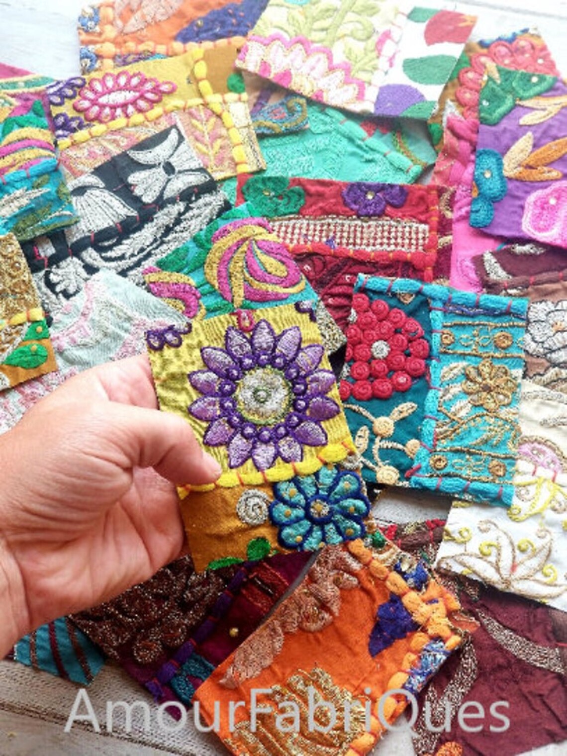 10 Pack India Boho Bohemian Decorative Fabric Swatches-sparkly | Etsy