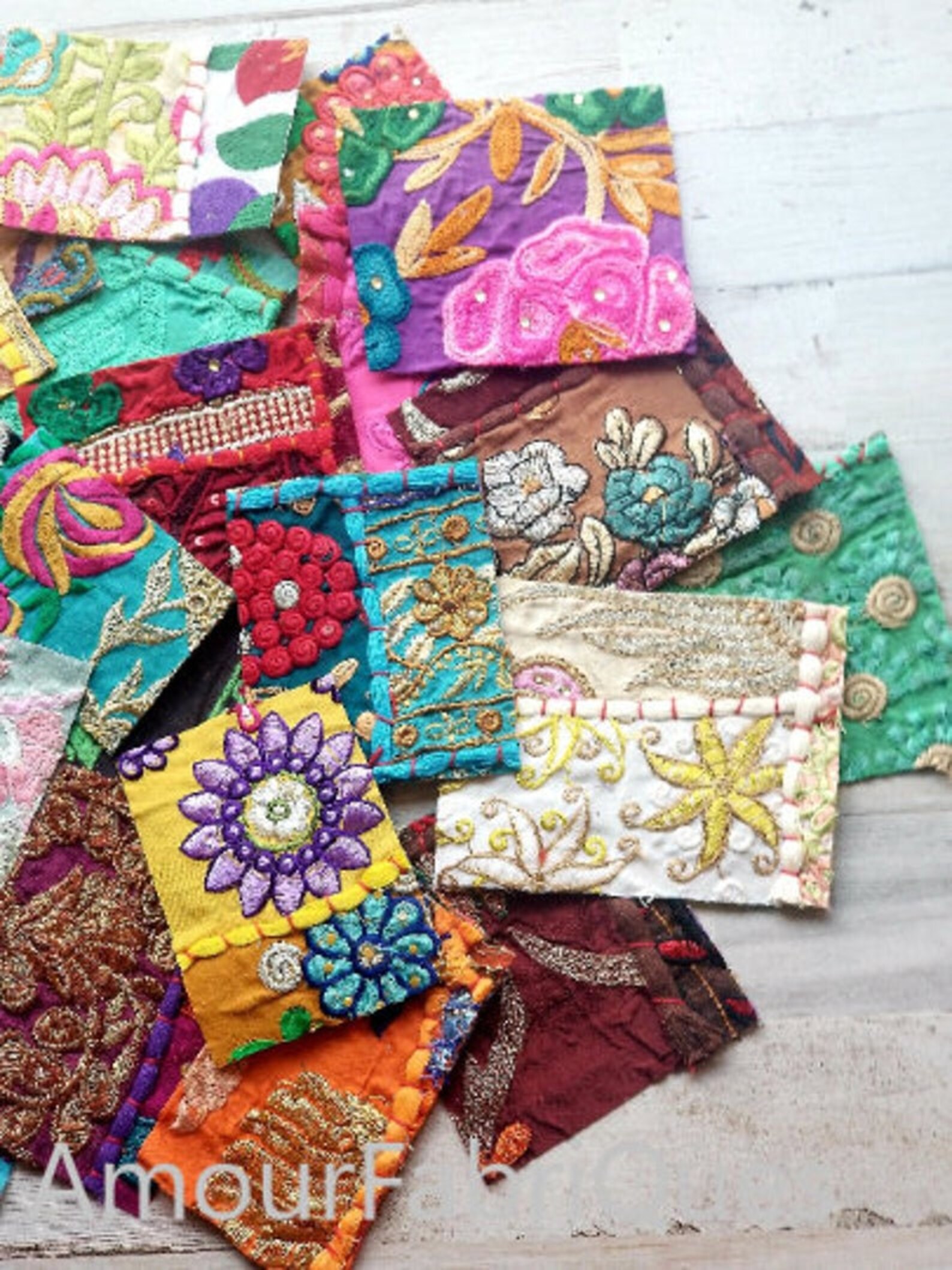 10 Pack India Boho Bohemian Decorative Fabric Swatches-sparkly | Etsy