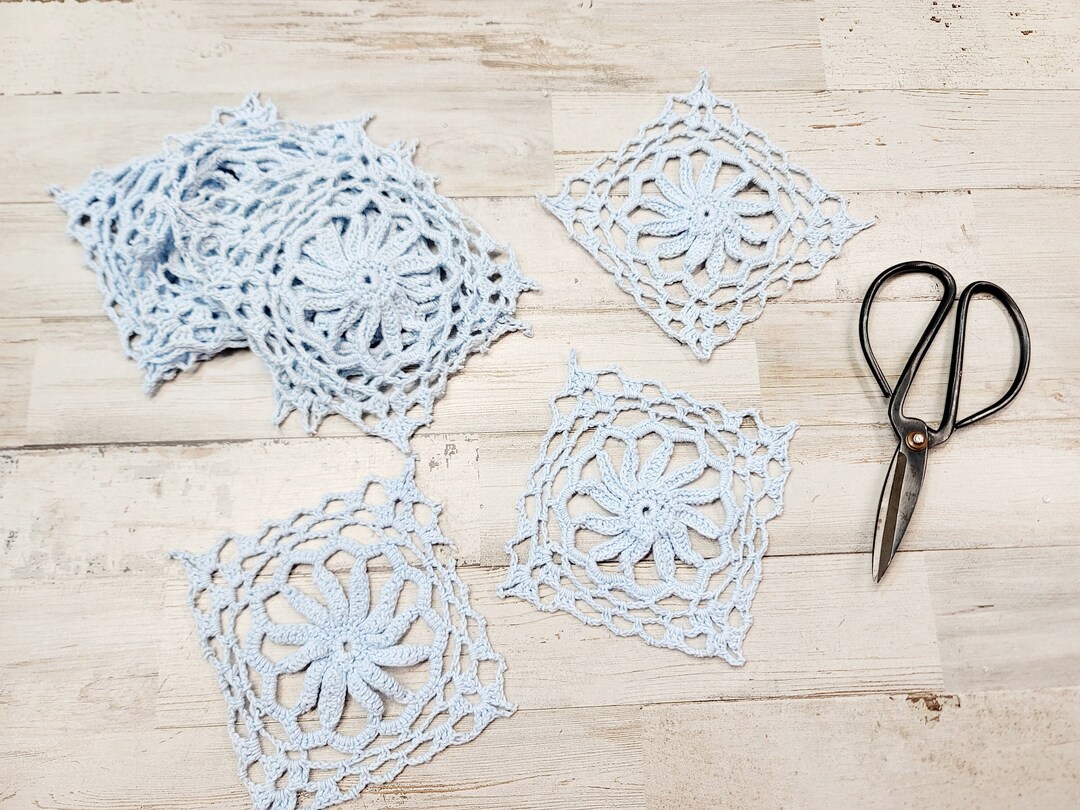 10 BLUE Vintage Dollies - 4" Crochet Doilies Pack - 4" Dollie Lot ...