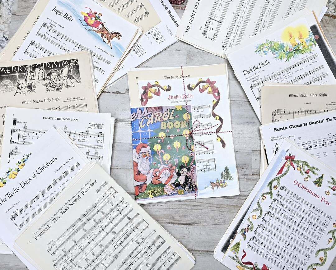 25 Vintage Christmas Music Sheet Papers: Collage, Scrapbook Ephemera ...