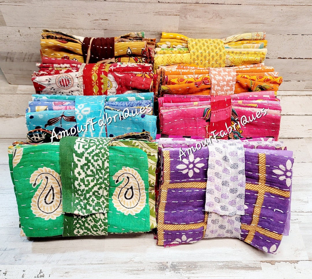 LARGE 4 LBS Kantha Fabric/kantha Quilt Kit/kantha Fabric Lot/kantha ...