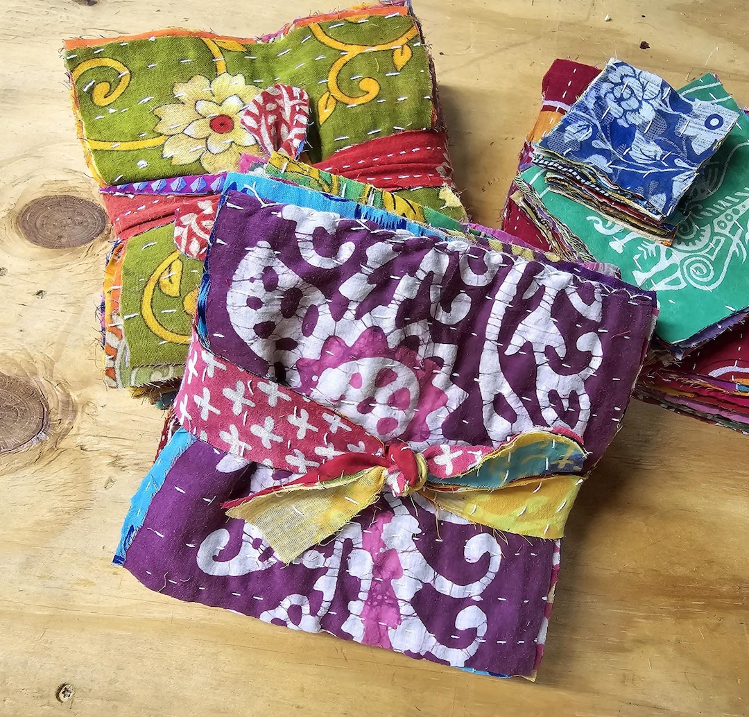 25 Boho Kantha Quilt Squares: Bohemian Fabric Charm Pack - Etsy