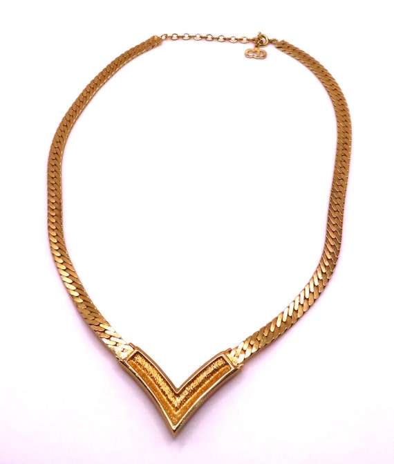 Vintage 1990s Christian Dior V Shaped Crystal Rhinest… - Gem