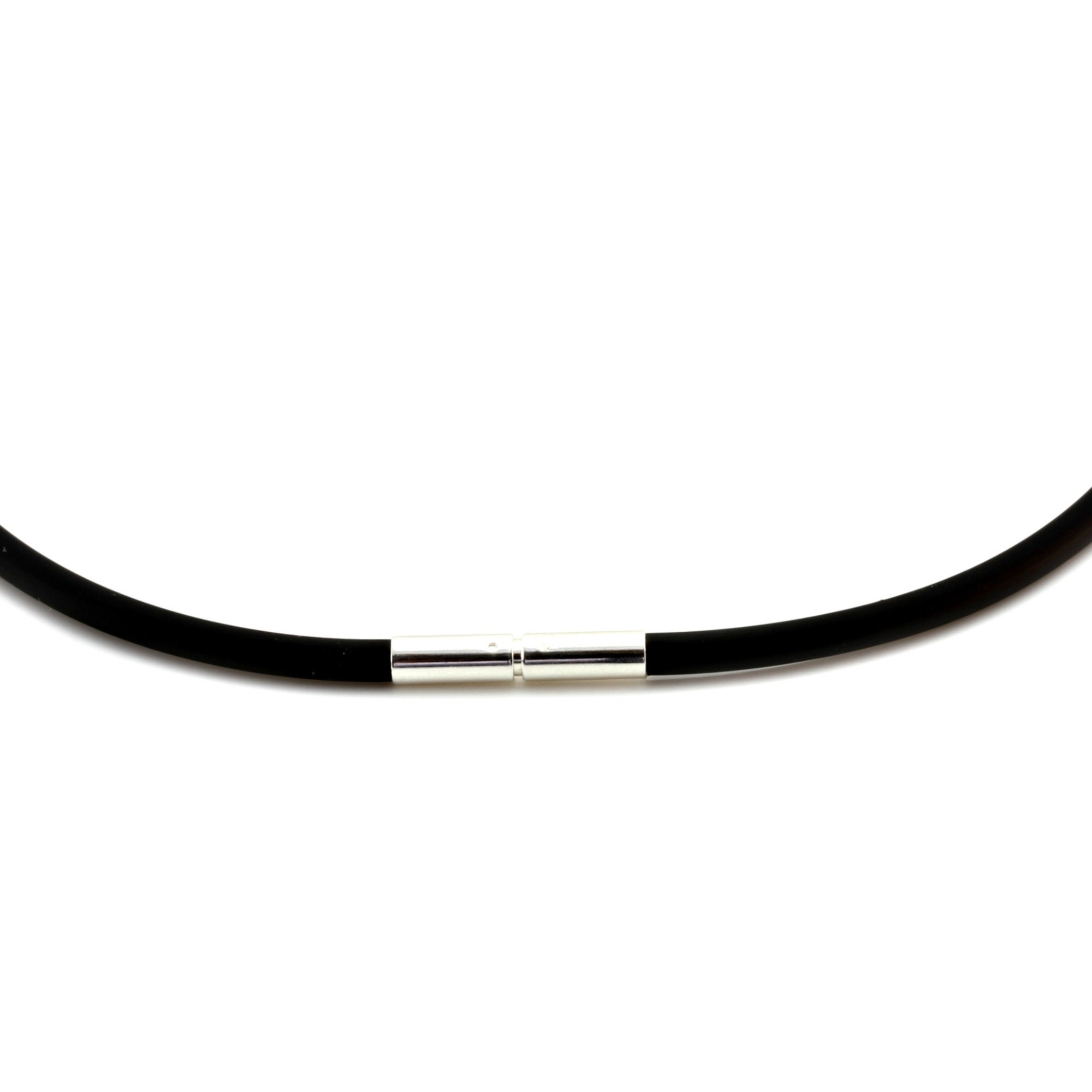 Mens/ladies 3mm Rubber Necklace With A Sterling Silver Push & - Etsy