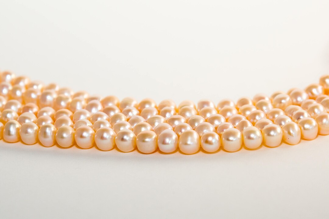 Natural Peach 8mm Potato Shaped Freshwater Cultured Pearls, Almost ...