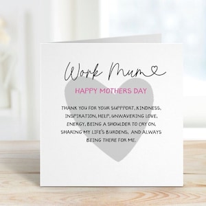 Work Mum Birthday Card, With Inspiring Wording - Etsy UK