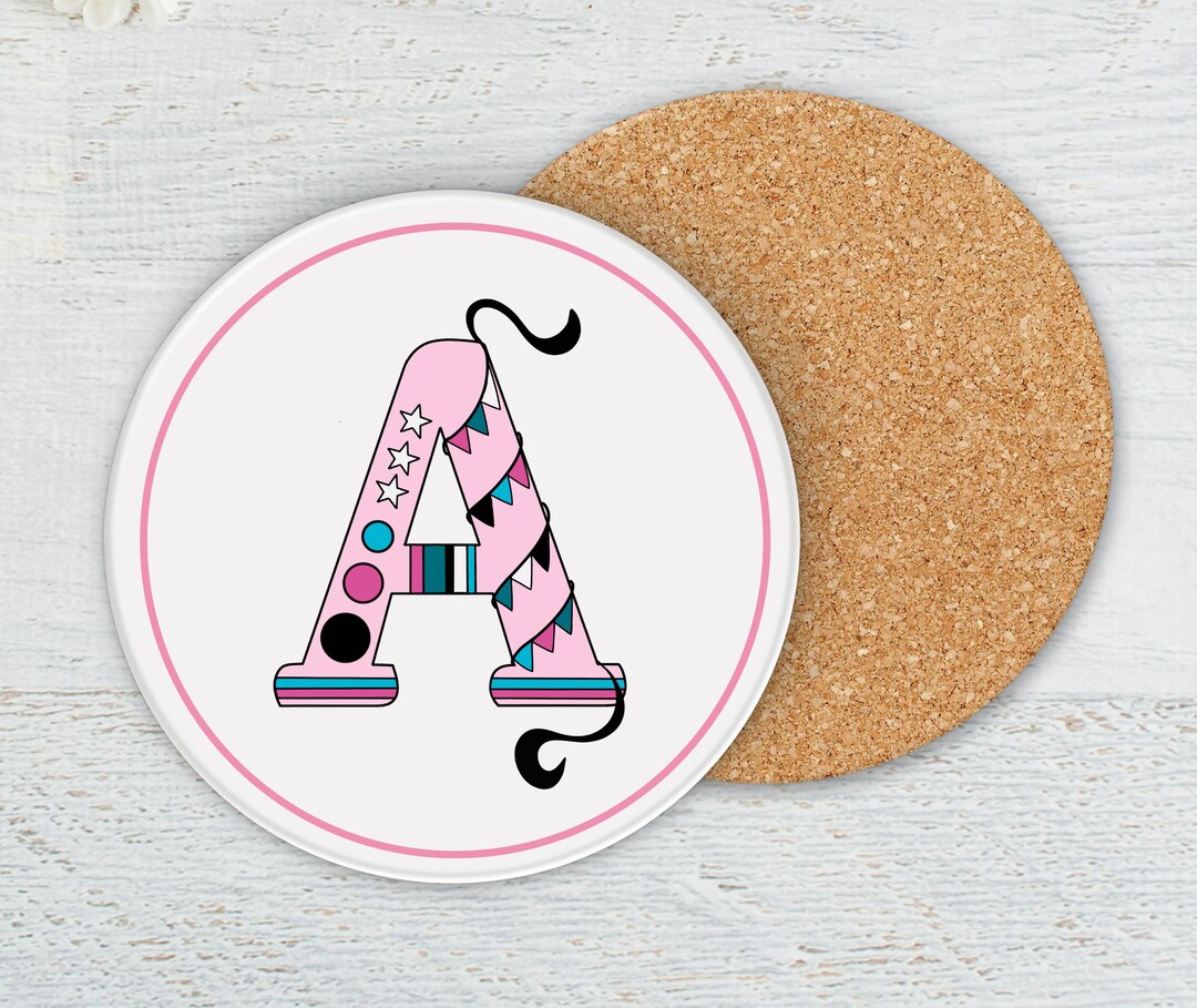 Decorative Initial Coaster, Name Letter Coaster, Coaster Gift, Alphabet ...