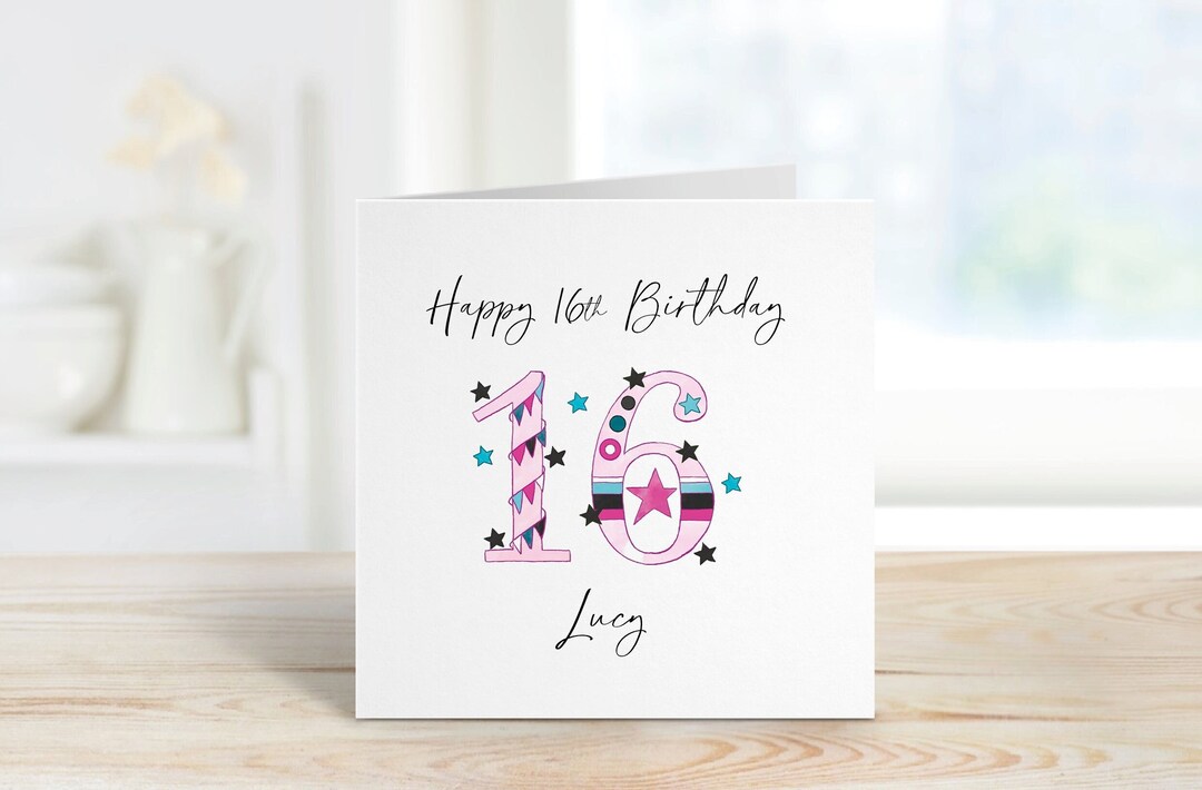16th Birthday Card Personalised, 16th Card Bunting, 16th Card for Her ...