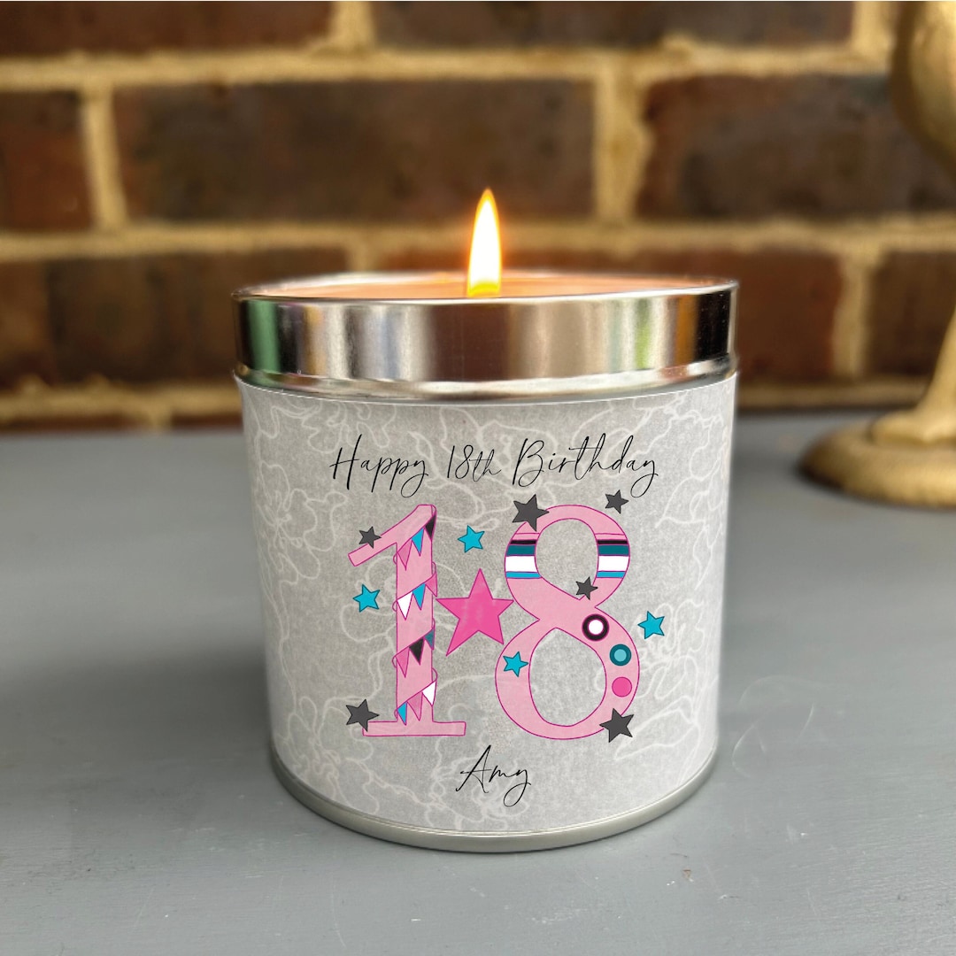 Personalised 18th Birthday Candle: Hand Poured Sparkle Candle - Etsy UK