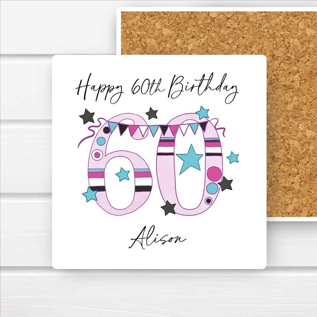 Personalised 60th Birthday Ceramic Coaster: Keepsake Gift - Etsy UK