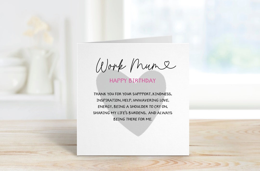 Work Mum Birthday, Retirement, Mother's Day Card, Mothers Day, Work Mum ...