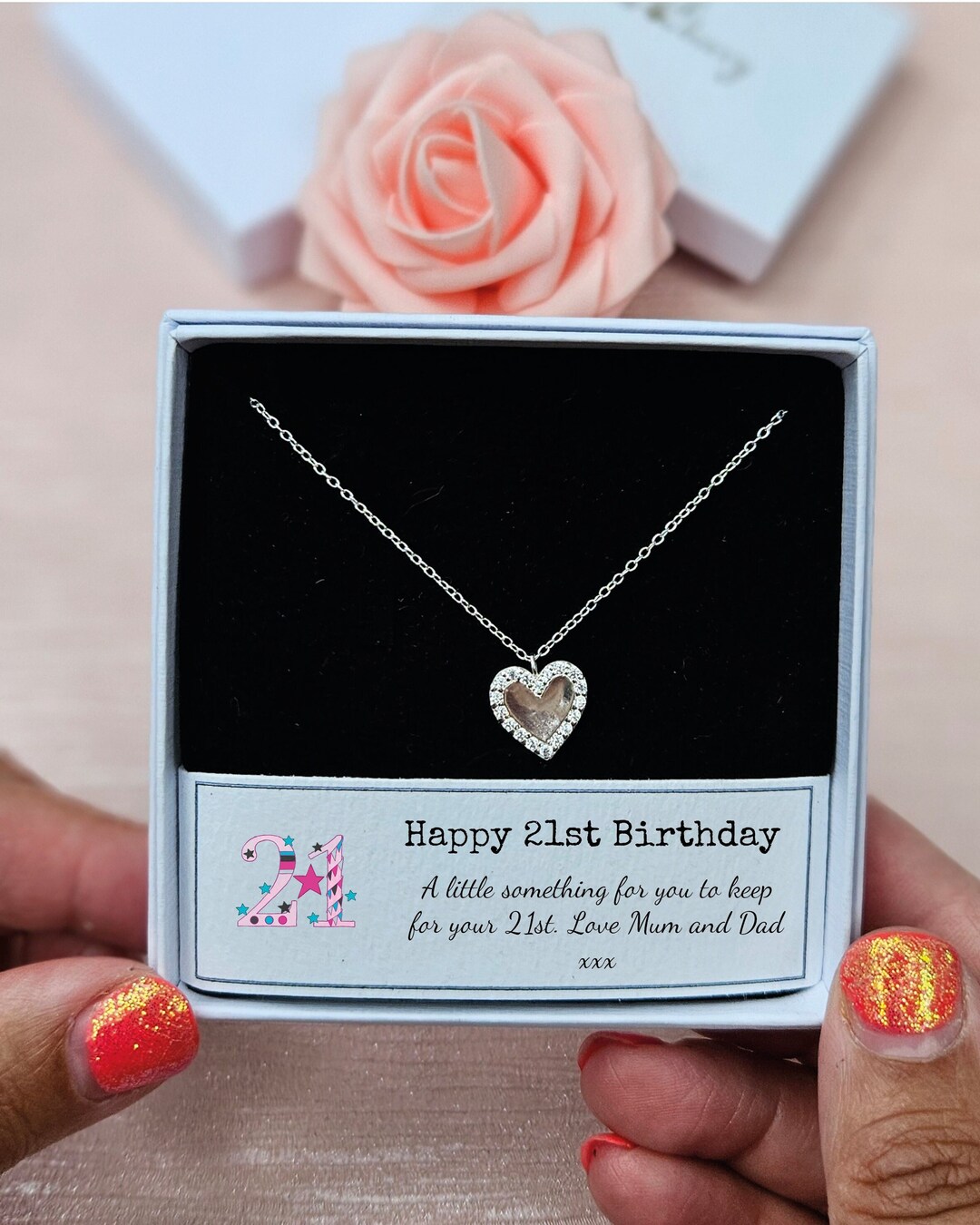Sterling Silver 21st Birthday Necklace: Cubic Zirconia Pendant - Etsy